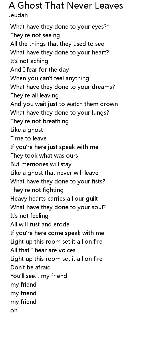A Ghost That Never Leaves 歌词 - 歌词网