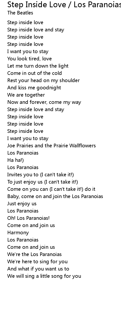Step Inside Love / Los Paranoias 歌词 - 歌词网