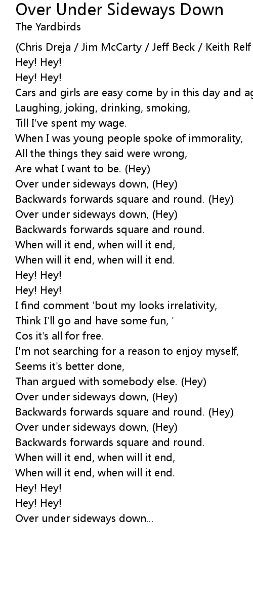 Over Under Sideways Down 歌词 - 歌词网