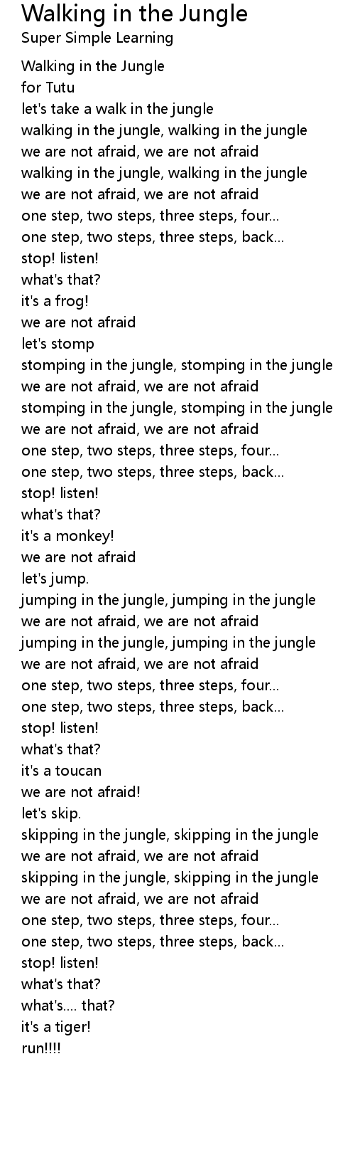 Walking in the Jungle 歌词 - 歌词网