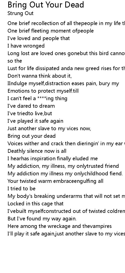 Bring Out Your Dead 歌词 - 歌词网