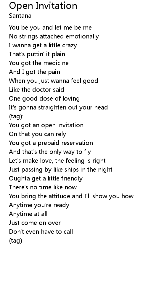Open Invitation 歌词 歌词网
