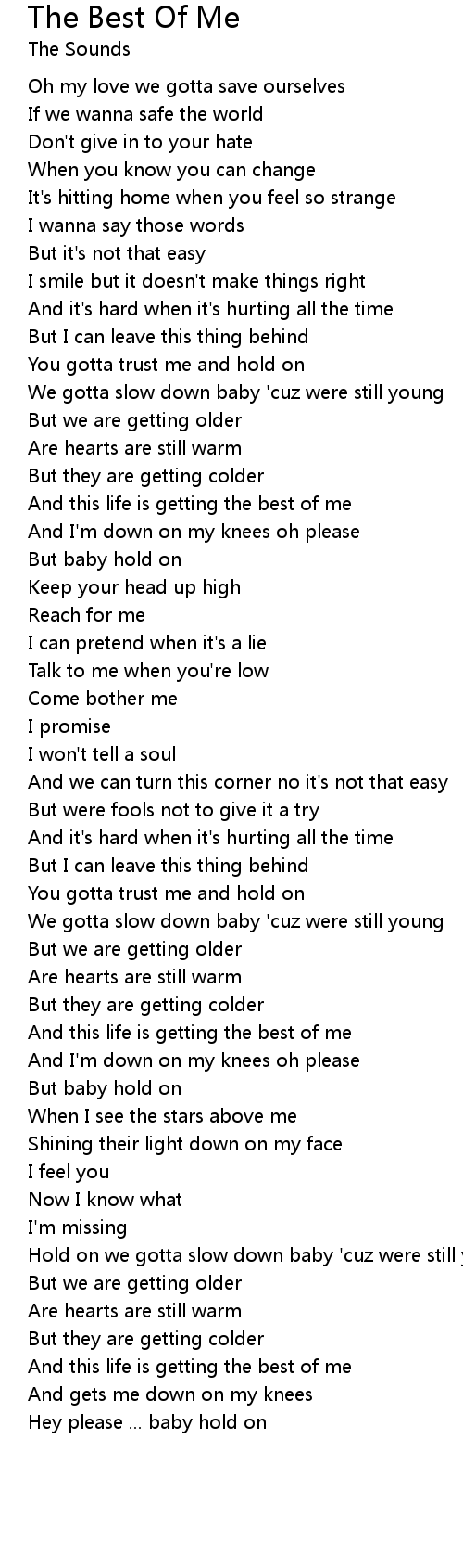 The Best Of Me 歌词 - 歌词网