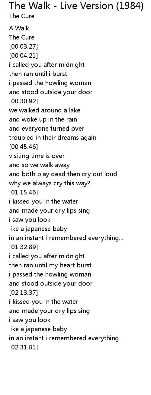 The Walk - Live Version (1984) 歌词 - 歌词网