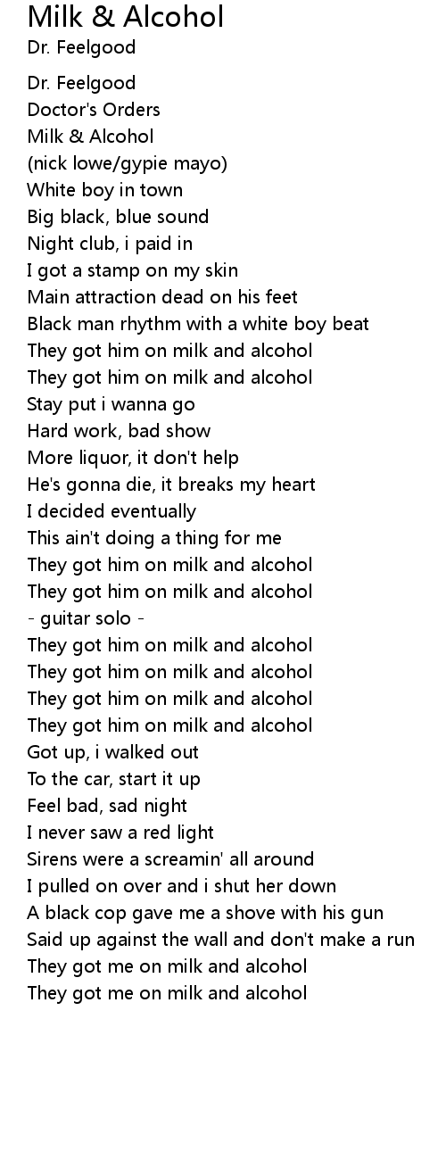 Milk & Alcohol 歌词 - 歌词网