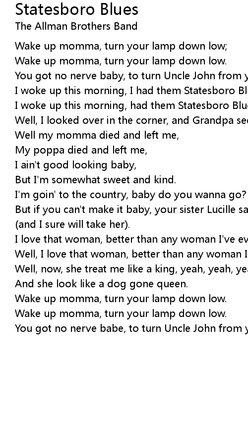 Statesboro Blues 歌词 - 歌词网