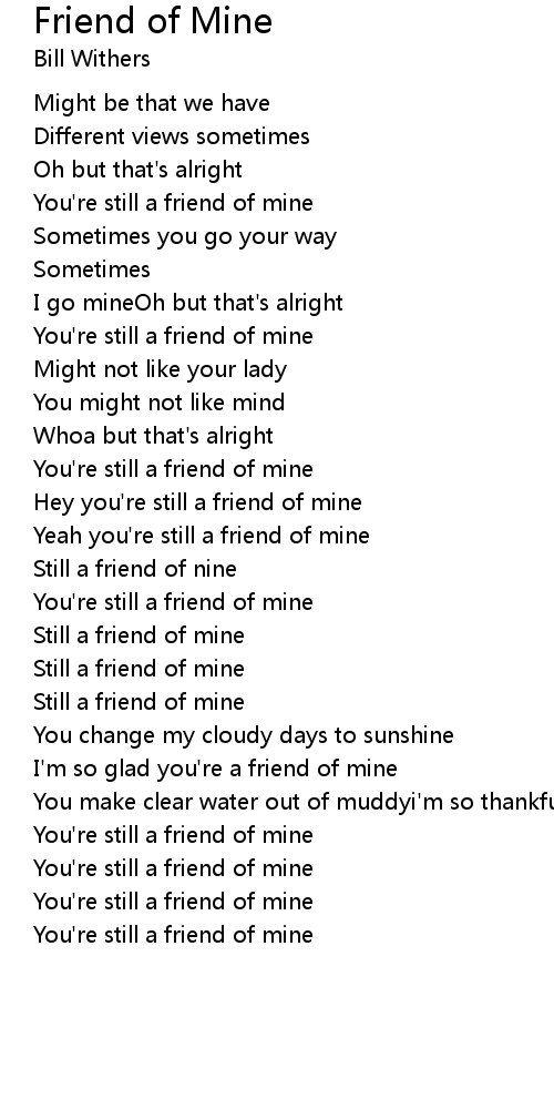 Friend of Mine 歌词 - 歌词网