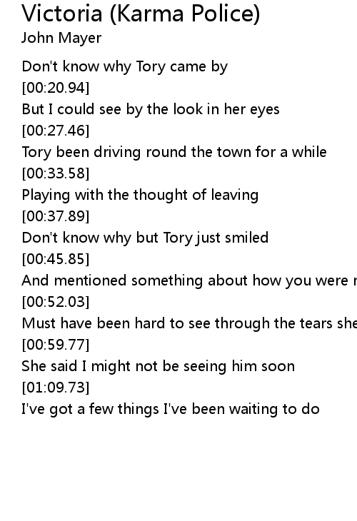 Victoria (Karma Police) 歌词 - 歌词网